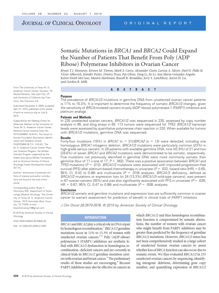 Tumor BRCA - Hennessy - 2010 | PDF