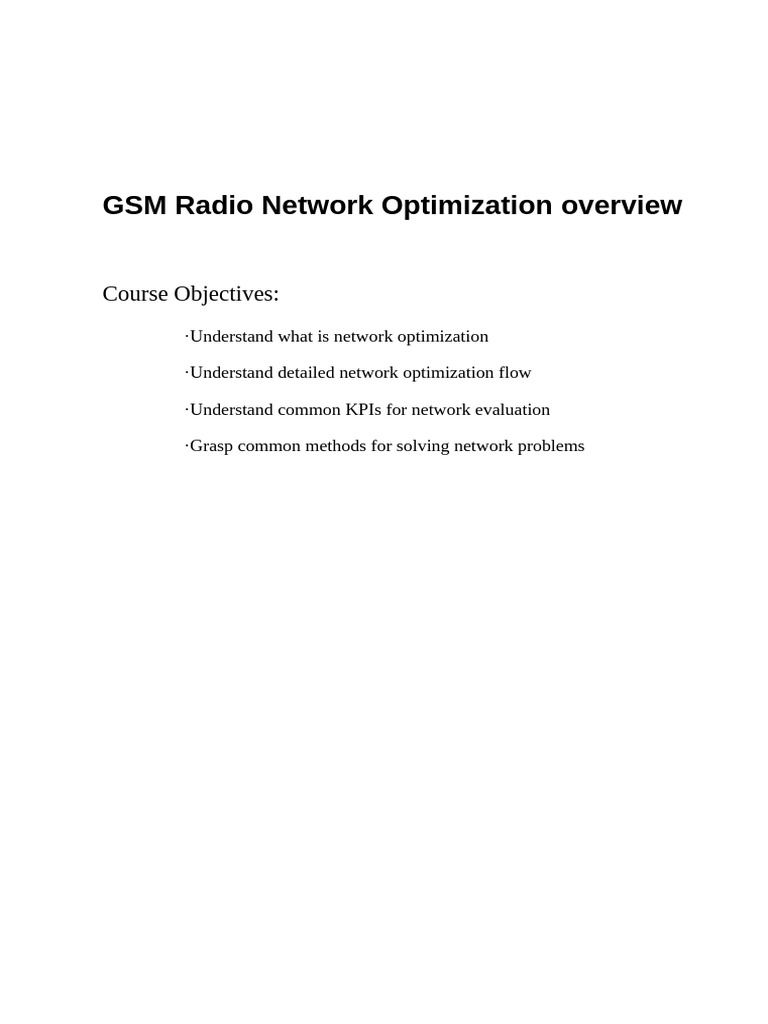 GSMP&O-C-EN-GSM Network Optimization Overview-60 | PDF | Computer ...