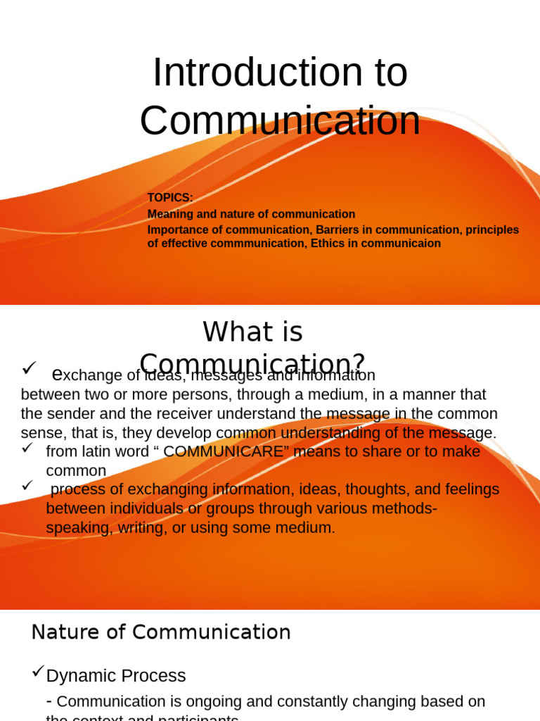 Week 1 Introduction to Communication | PDF