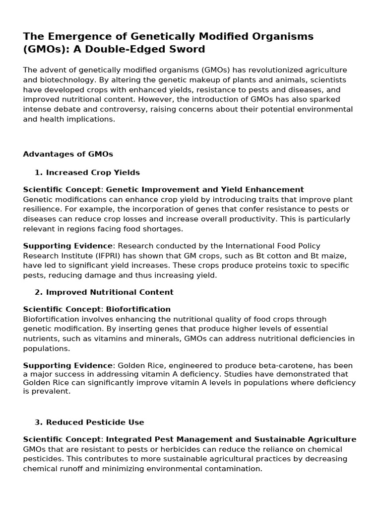 Advantages of GMOs | PDF