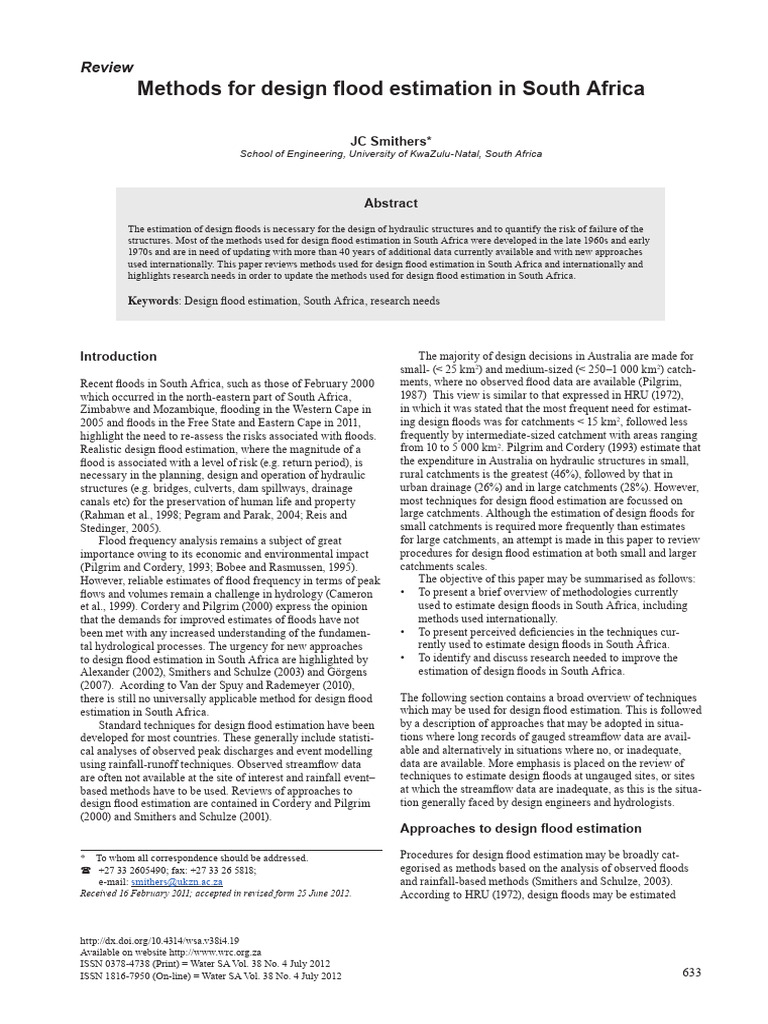 Methods For Design Flood Estimation in SA | PDF