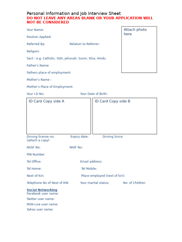 Sample Job Interview Sheet | PDF