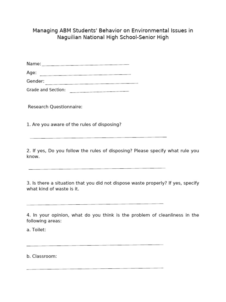 Questionnaire Final | PDF