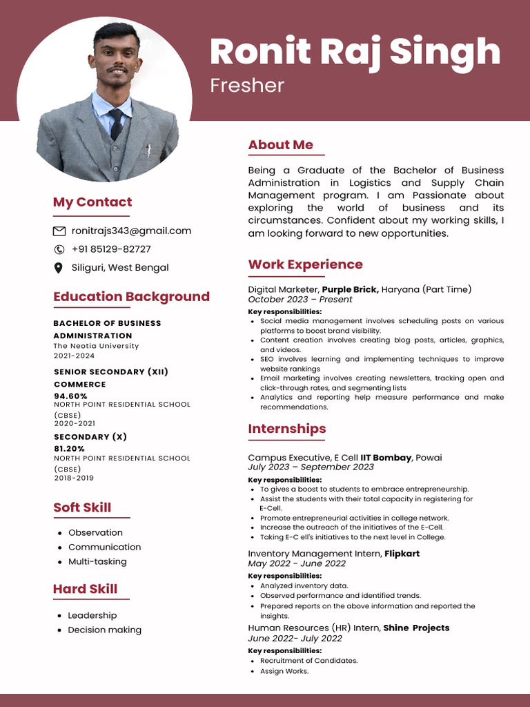 Ronit Raj CV | PDF