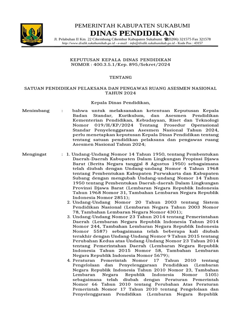 SK SKLH Pengawas AN 2024 | PDF