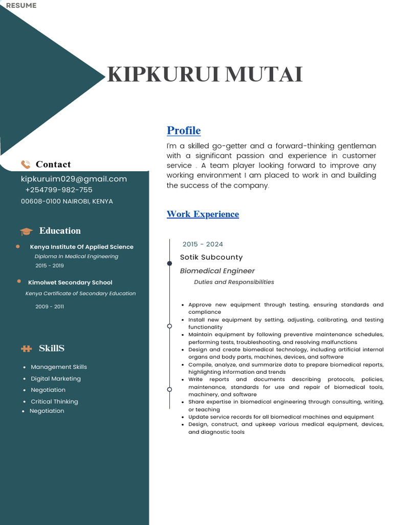 KIPKIRUI MUTAI RESUME | PDF