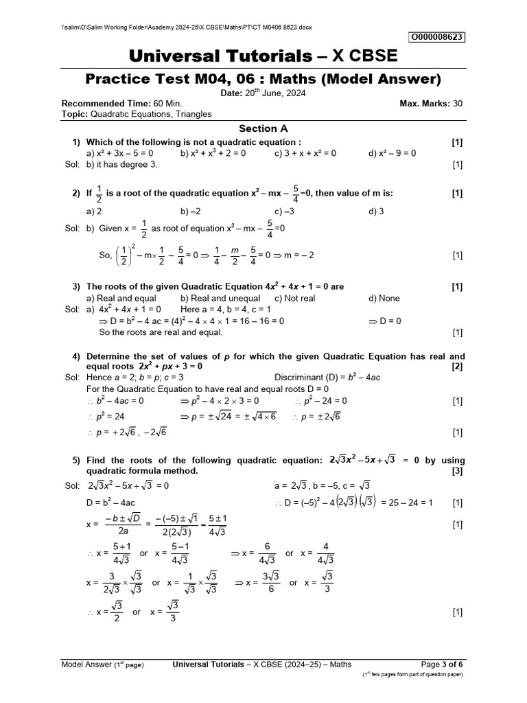 Universal Tutorials: - X Cbse | PDF
