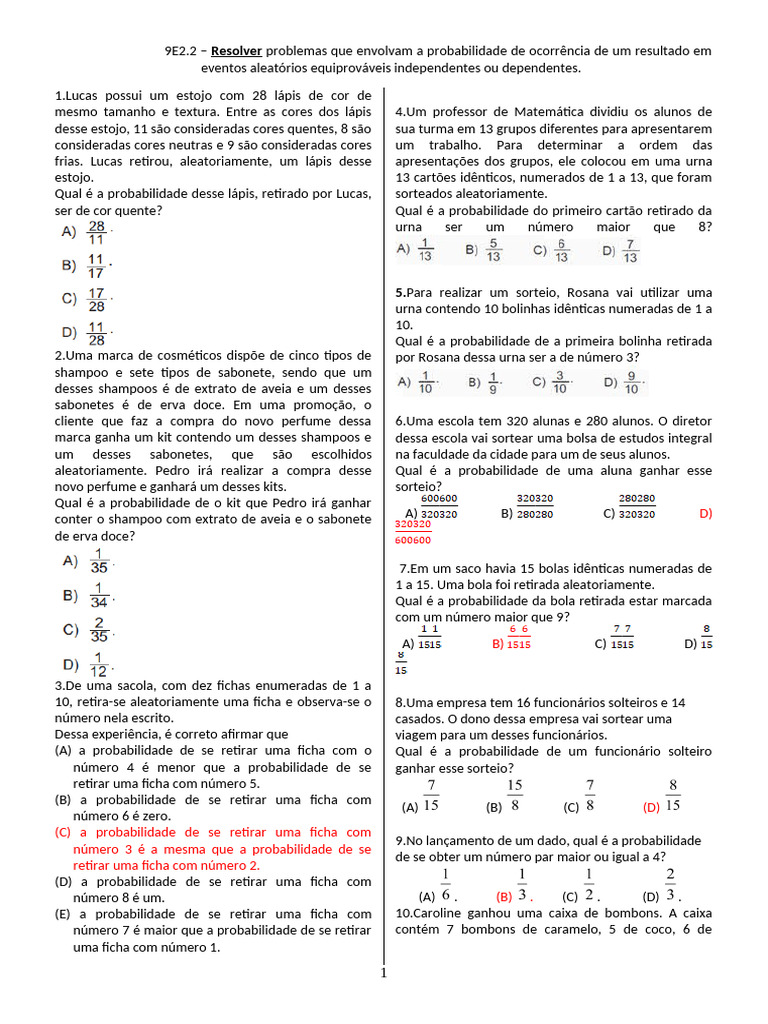 Exercicios Probabilidade | PDF