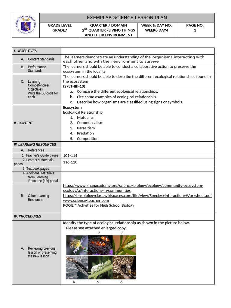 Exemplar Science Lesson Plan | PDF