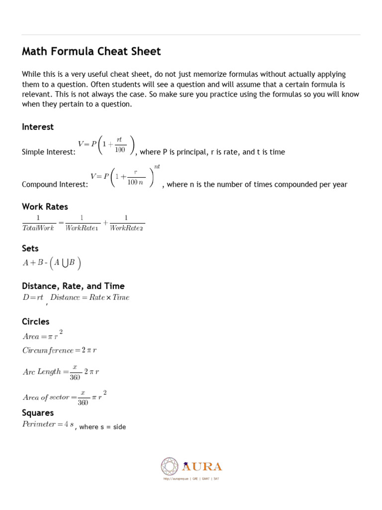 GRE Math Cheat Sheet Lyst8310 | PDF