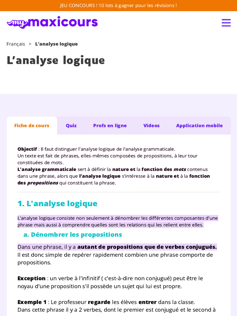 L'analyselogique-myMaxicours 1713801815150 | PDF