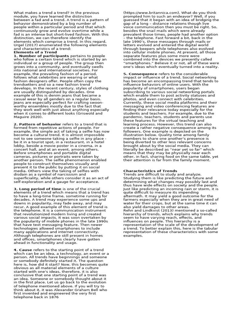 ELEMENTS & CHARACTERISTICS OF TRENDS | PDF