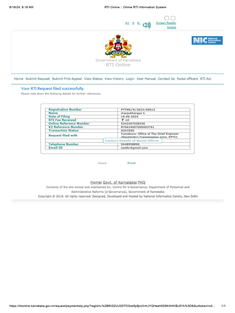 RTI Online - Online RTI Information System | PDF