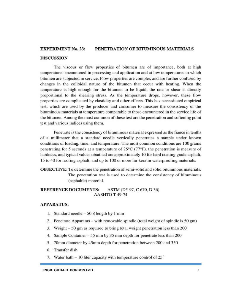 Penetration of Bituminous Materials | PDF