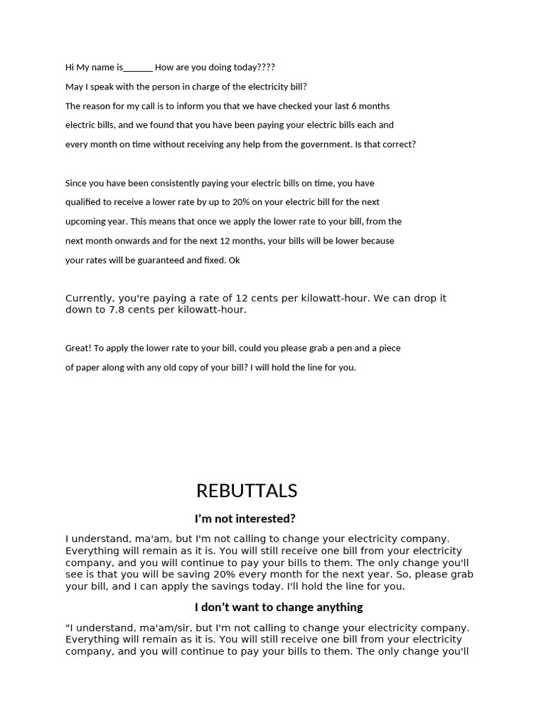 Script and Rebuttals | PDF