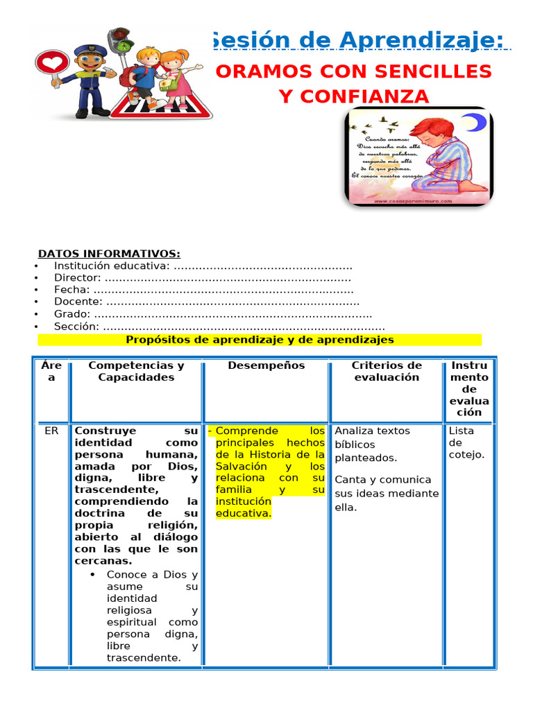 1° SESIÓN DÍA 2 REL ORAMOS CON SENCILLES Y CONFIANZA | PDF