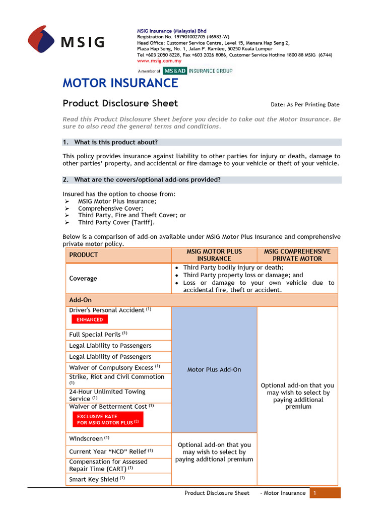 MSIG+Motor+Insurance MPC+MPD+PDS+ (R) | PDF | Insurance | Business