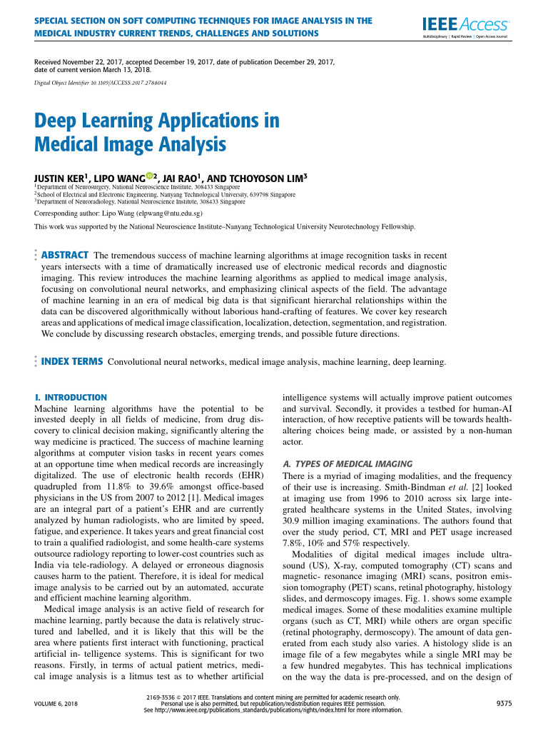 Deep Learning Applications in Medical Image Analysis | PDF