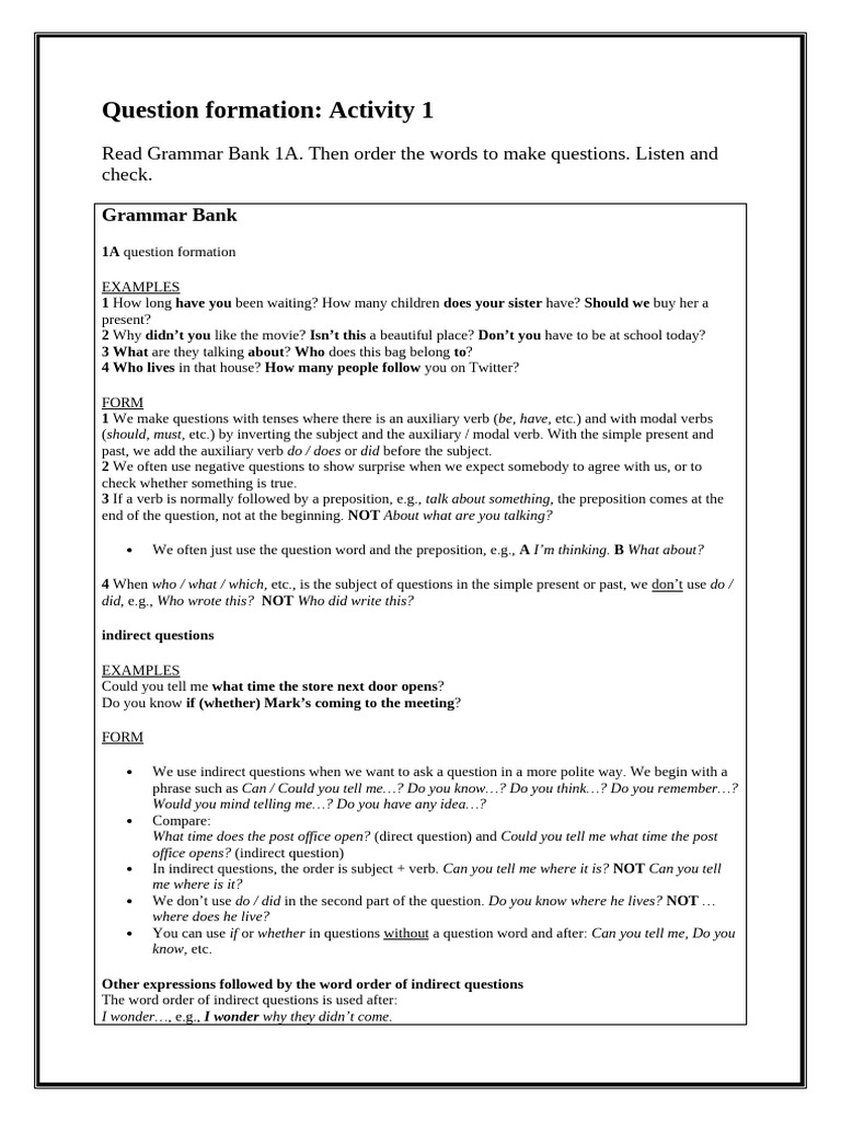 1A Questions and Answers | PDF