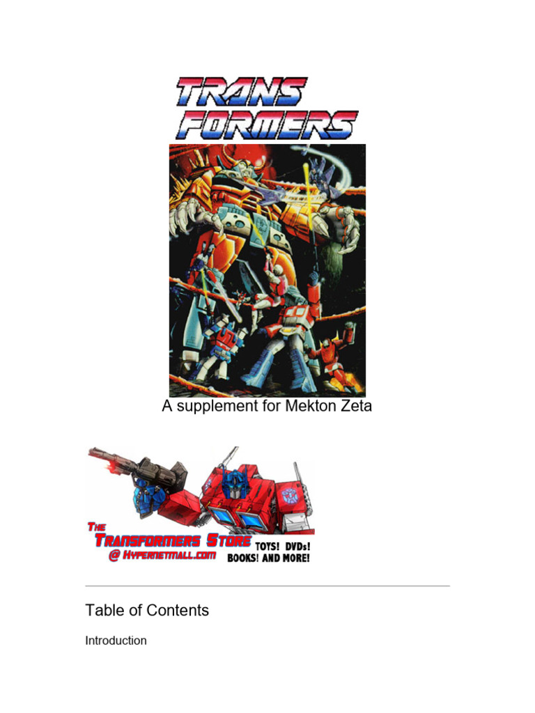 Transformers RPG | PDF | History | Young Adult