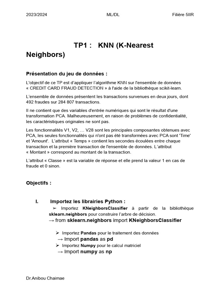 TP KNN Chaimae | PDF