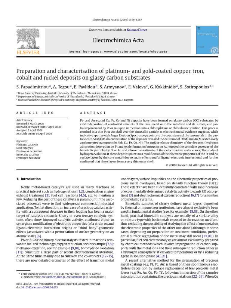 Preparation and Characterisation of Platinum-And Gold-Coated Copper ...