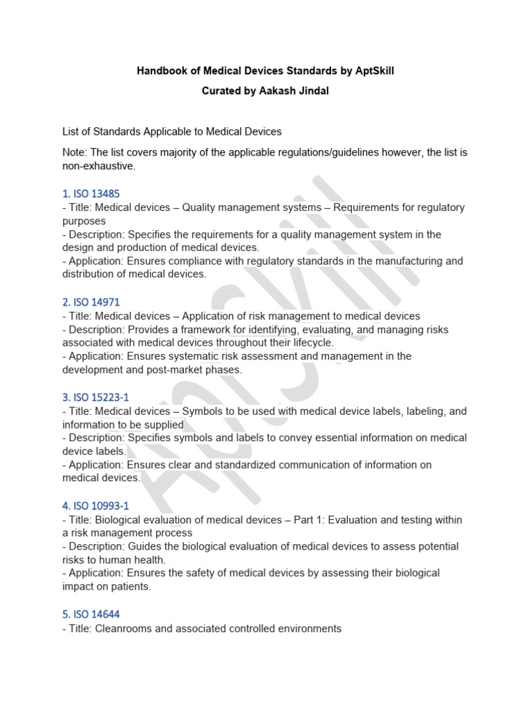 Medical Device Standards Handbook | PDF | Medical Device ...