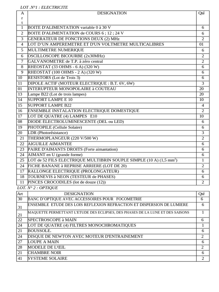 Inventaire Labo | PDF