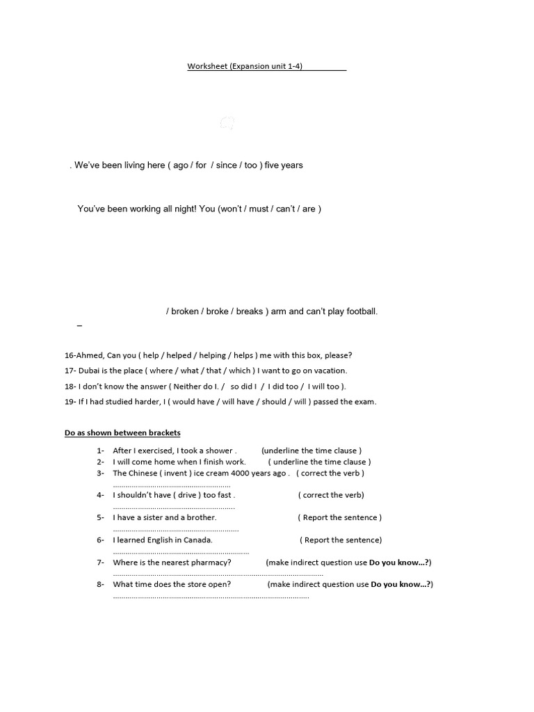 Expansion1-4 Worksheet | PDF