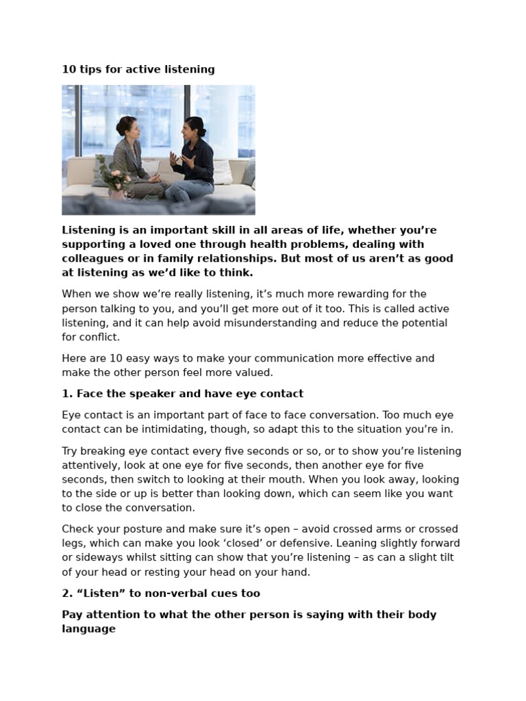 10 Tips For Active Listening Pdf