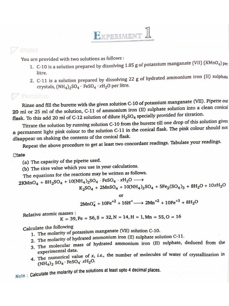 Chemistry Practicals | PDF