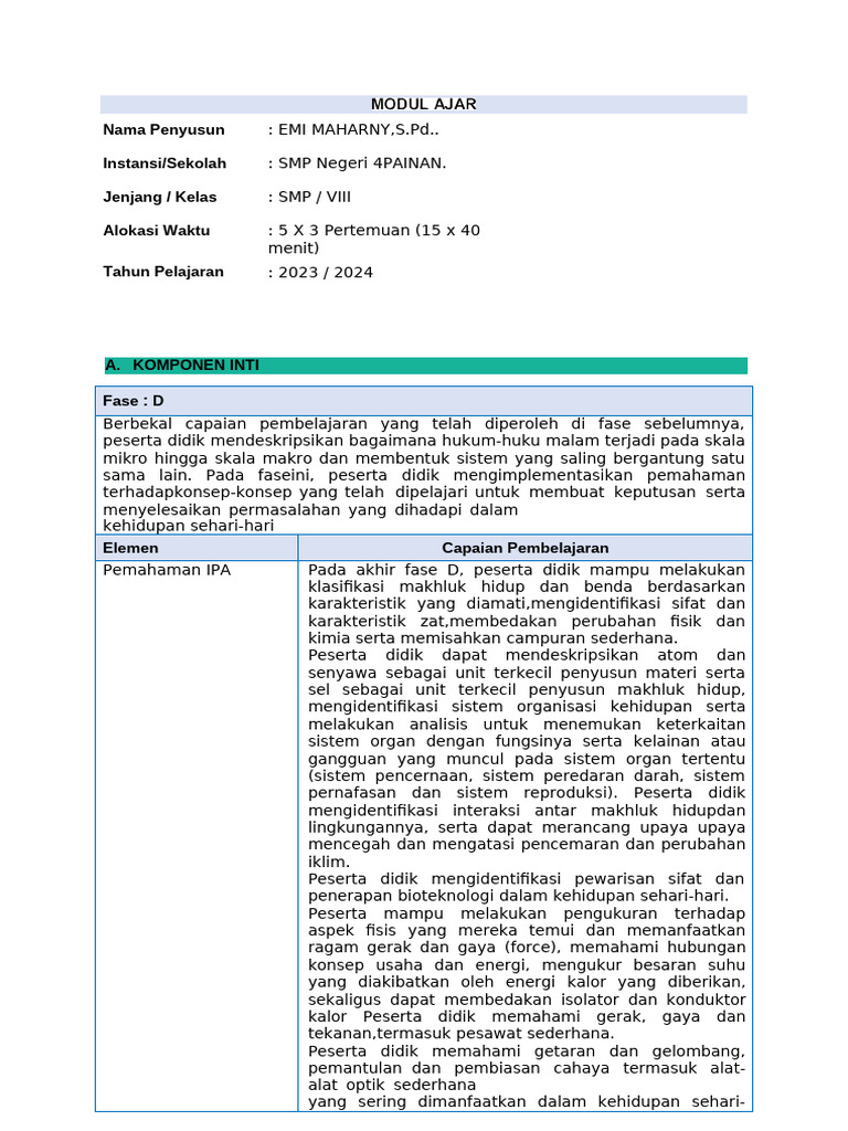Contoh Modul Getaran, Gelombang Dan Cahaya | PDF