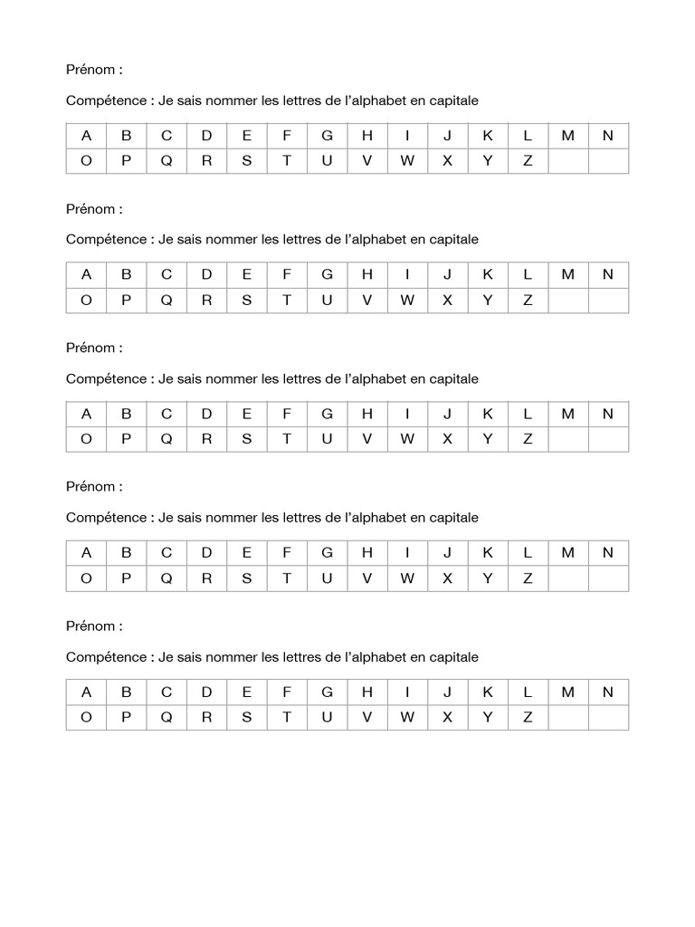 Nommer Les Lettres Eval Suivi | PDF