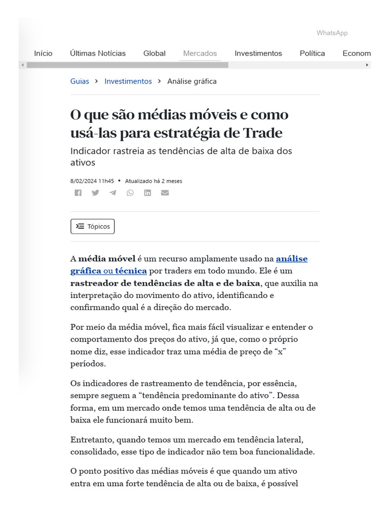Média Móvel - O Que É e Como Usar Na Estratégia de Trade | PDF