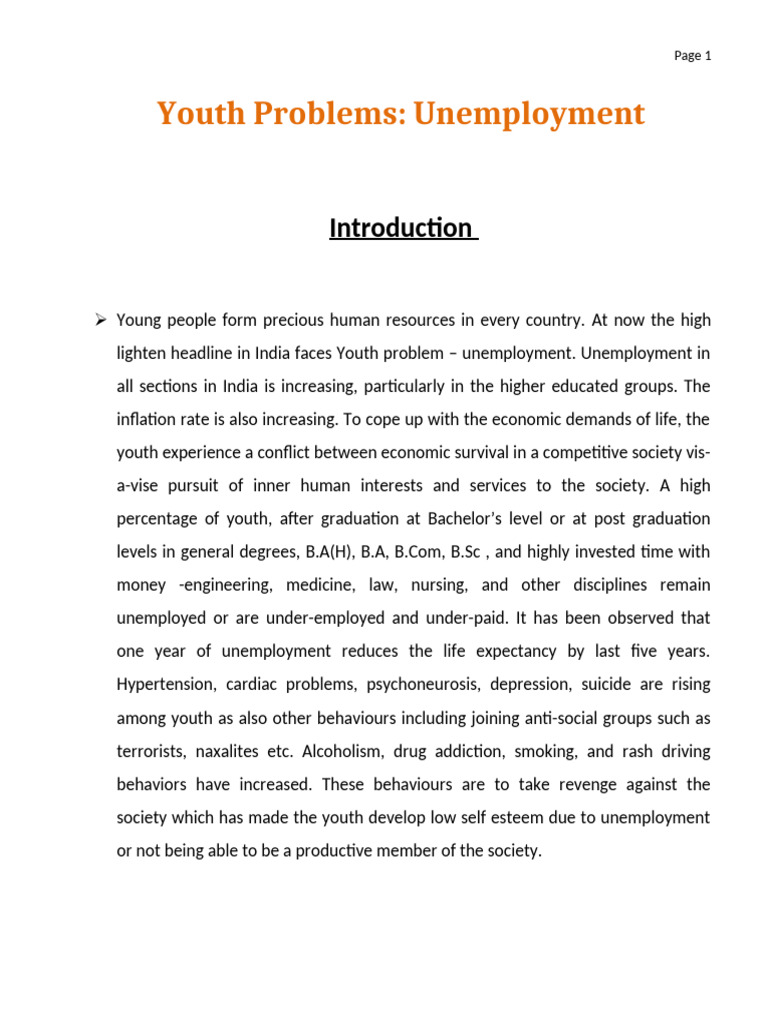 Youth Problems - My Paper MSW | PDF | Unemployment | Youth