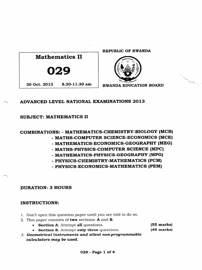 2013 Mathematics II Mcb Mce Meg Mpc Mpg Pcm Pem | PDF