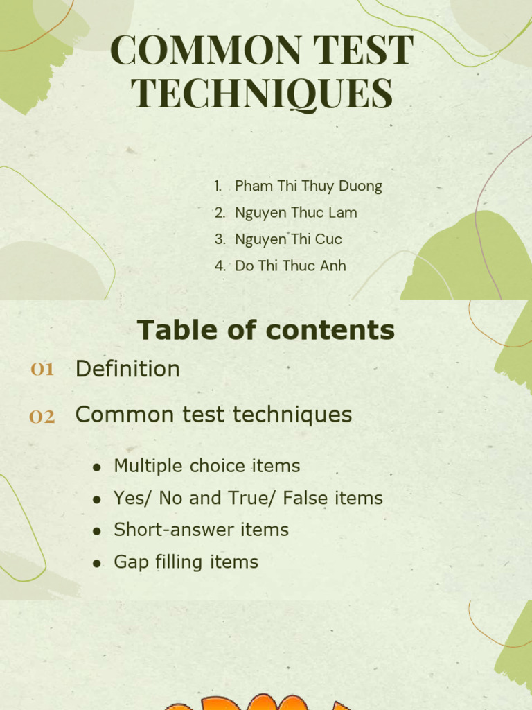 _Group 4- Common Test Techniques | PDF