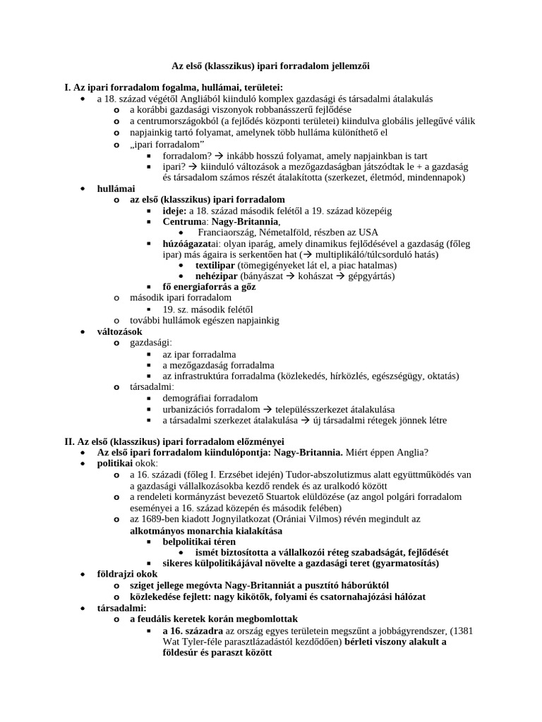 Az Elså Ipari Forradalom | PDF