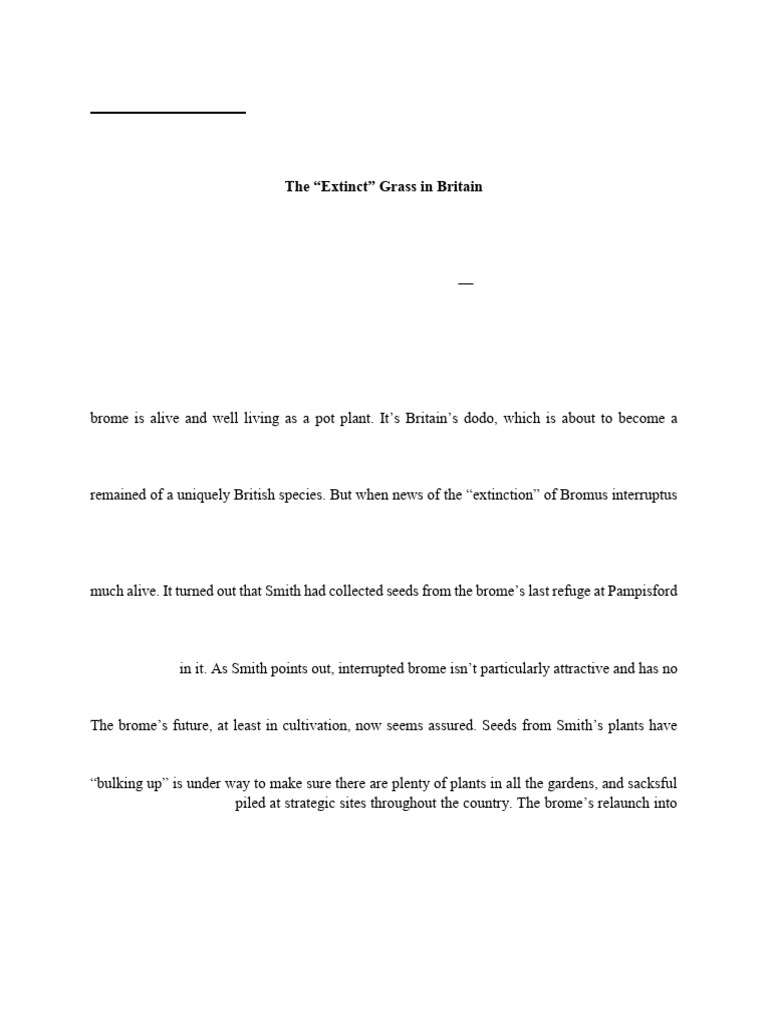 The "Extinct" Grass in Britain | PDF