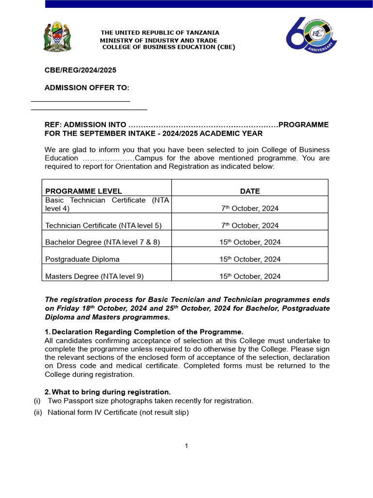 Joining Instruction For Bachelor 2024 18082024 01 51 | PDF