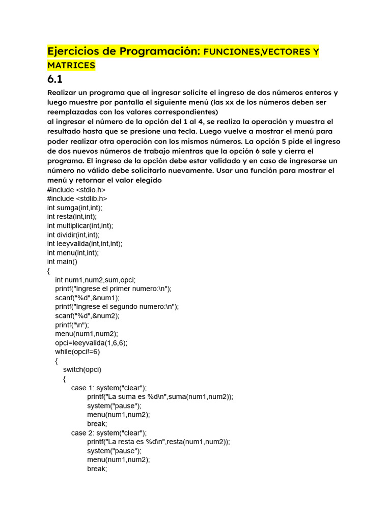 Ejercicios de Programación (1) | PDF