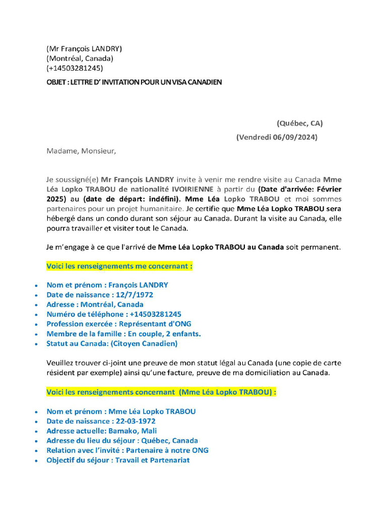 Lettre D'invitation ACDH Mme TRABOU | PDF