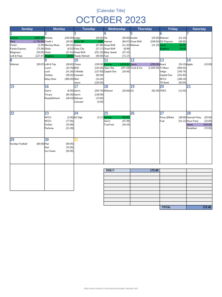 Budget-Calendar | PDF