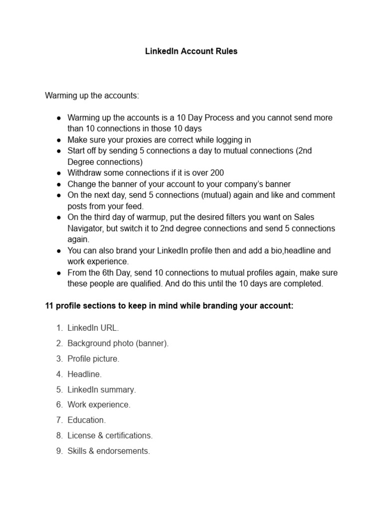 LinkedIn Account Rules | PDF