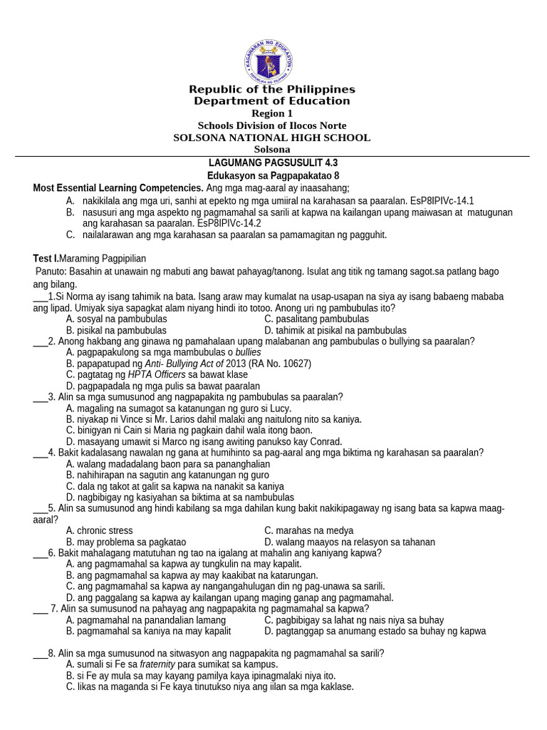 Summative Test 4.3 | PDF