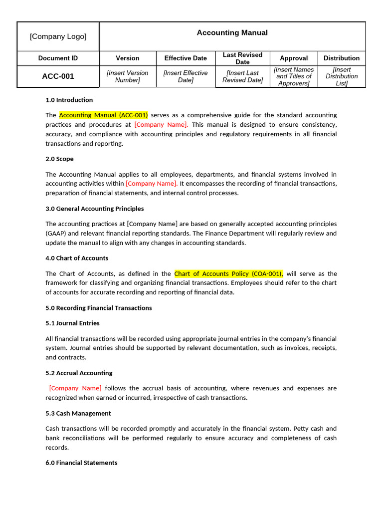 ACC-001 Accounting Manual | PDF