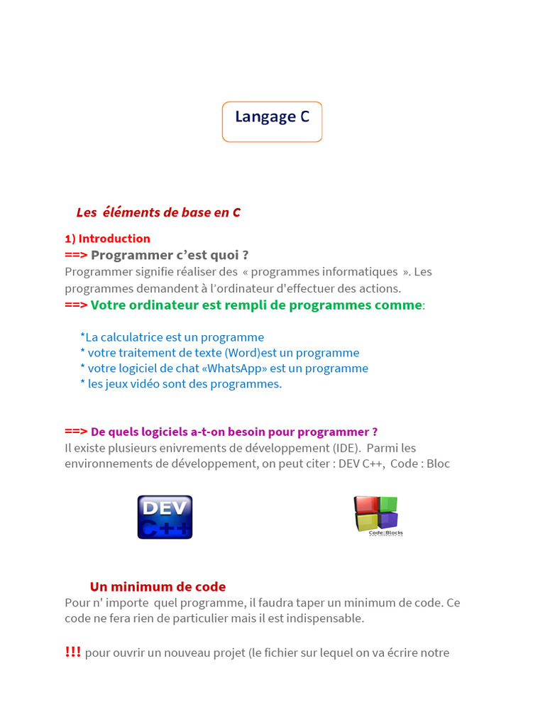 Essentiel Langage C | PDF