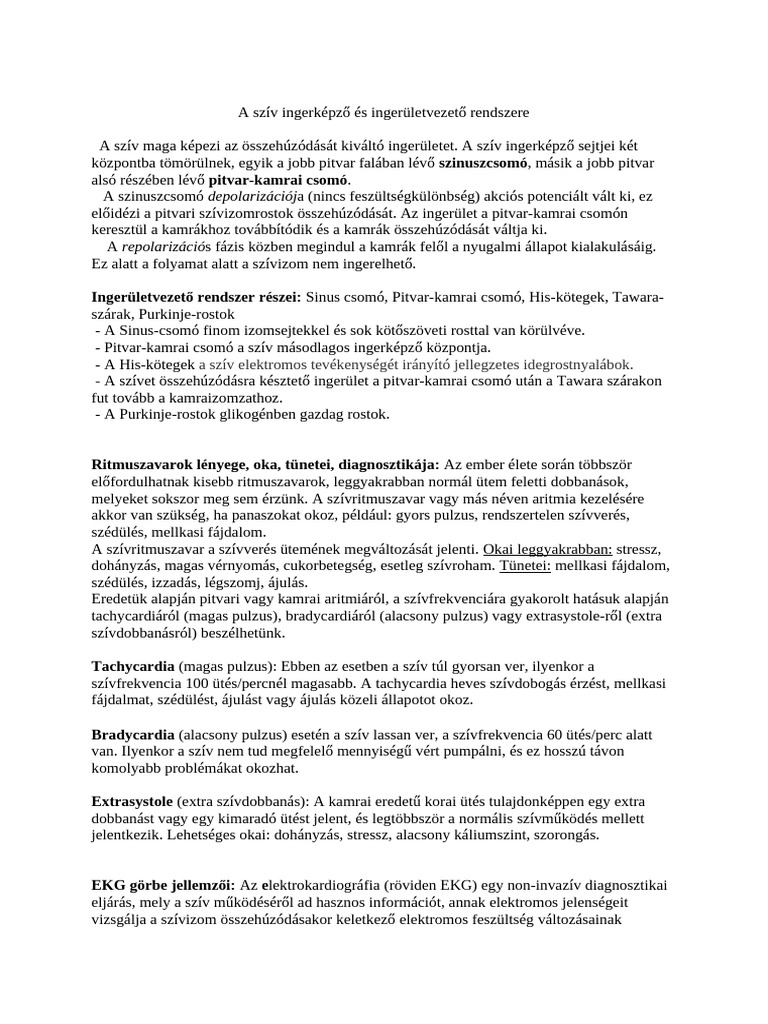 Szív ingerképző rendszere | PDF