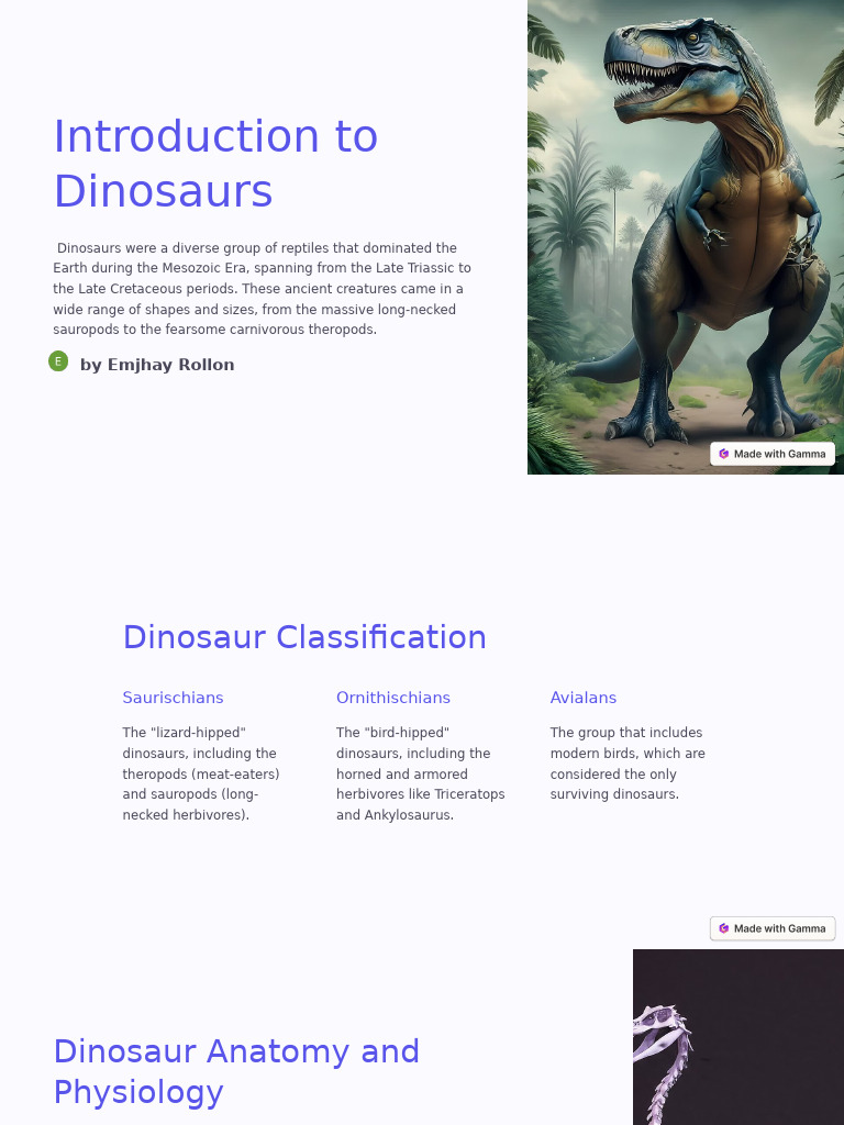 Introduction To Dinosaurs: by Emjhay Rollon | PDF