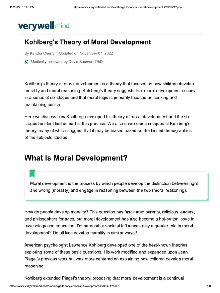 Kohlbergs Theory | PDF